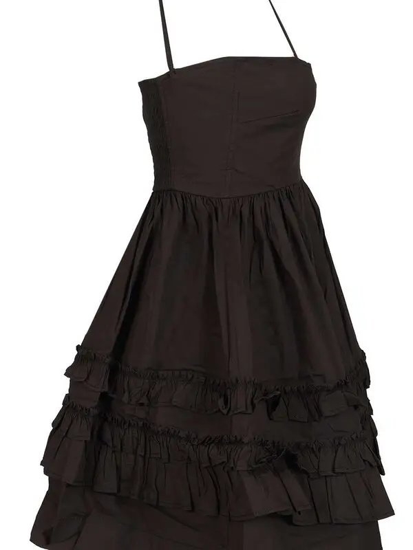 GANNI Mini Dress With Ruffles - Black