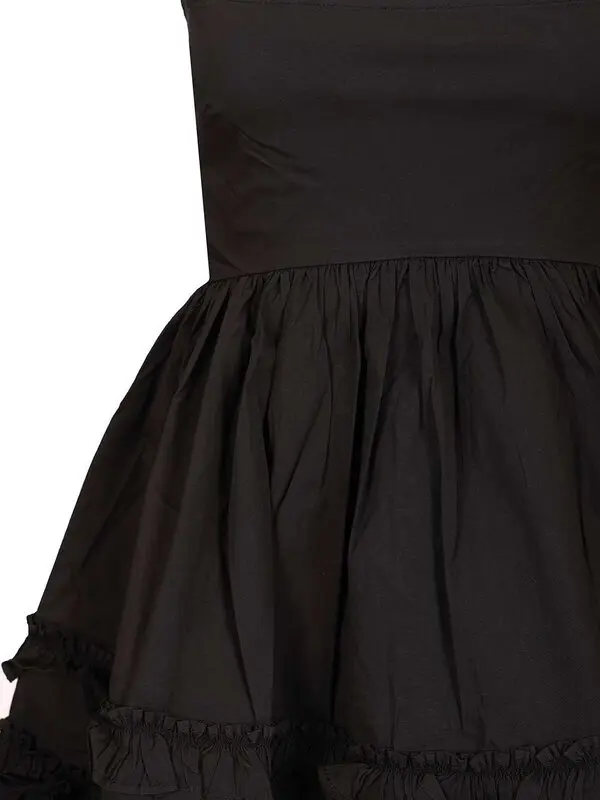 GANNI Mini Dress With Ruffles - Black