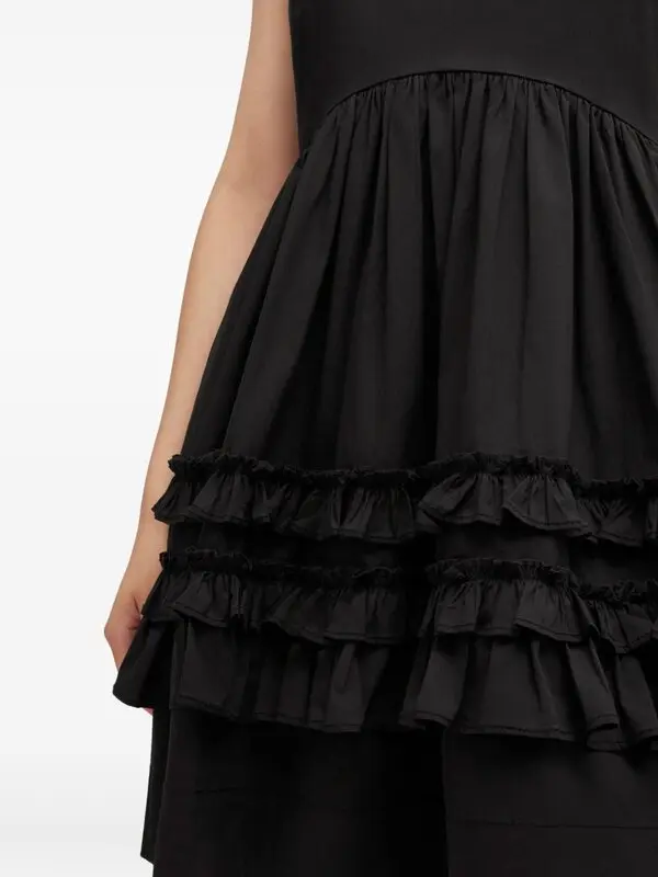 GANNI Mini Dress With Ruffles - Black