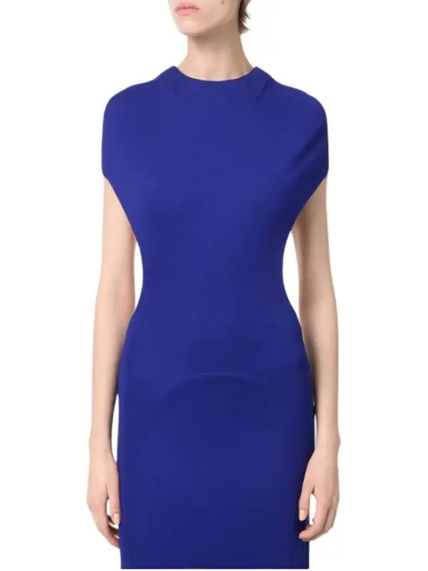 TOM FORD Backless Evening Dress With Cap Sleeves And Train - Blue