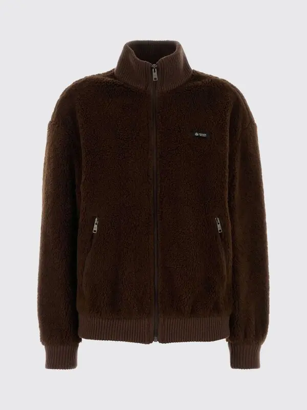 Prada Cotton Jacket With Leather Collar - Brown