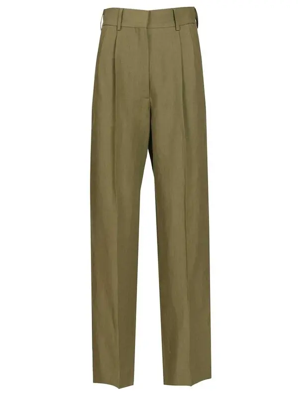BLAZÉ MILANO Midday Sun Linen Wide-leg Trousers - Green