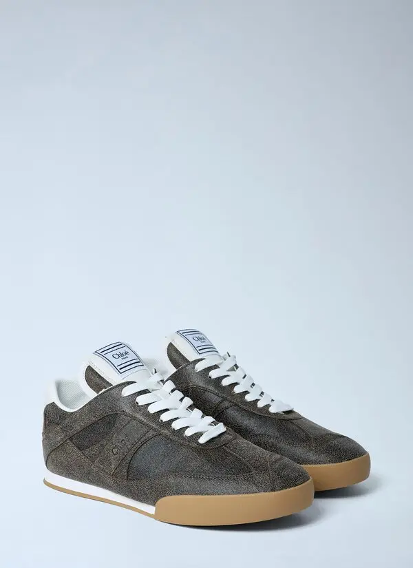 Chloé Kick Crackled Leather Low-top Sneakers - Brown