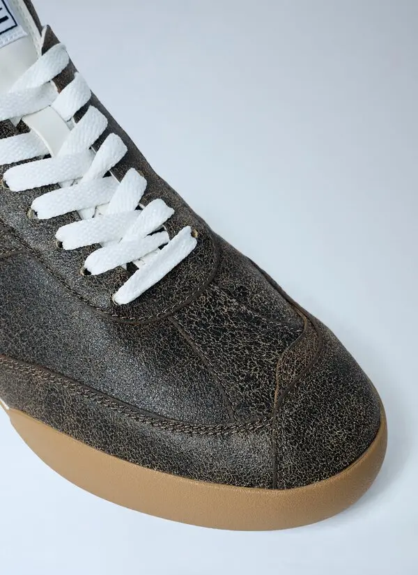 Chloé Kick Crackled Leather Low-top Sneakers - Brown