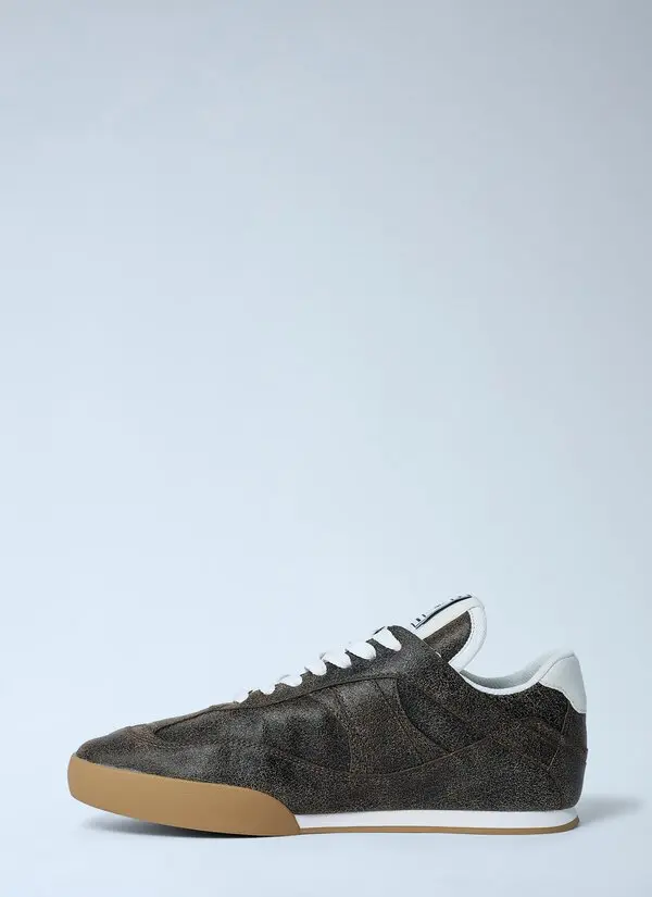 Chloé Kick Crackled Leather Low-top Sneakers - Brown