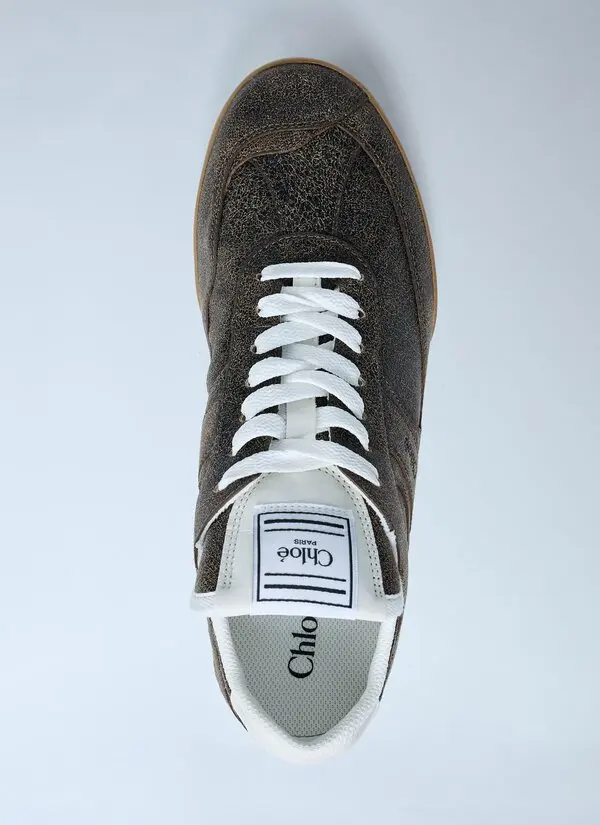 Chloé Kick Crackled Leather Low-top Sneakers - Brown