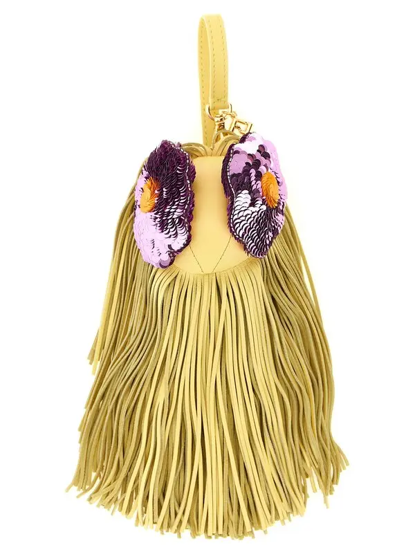 Fendi Bag Bugs Charm With Fringes And Sequins - Yellow