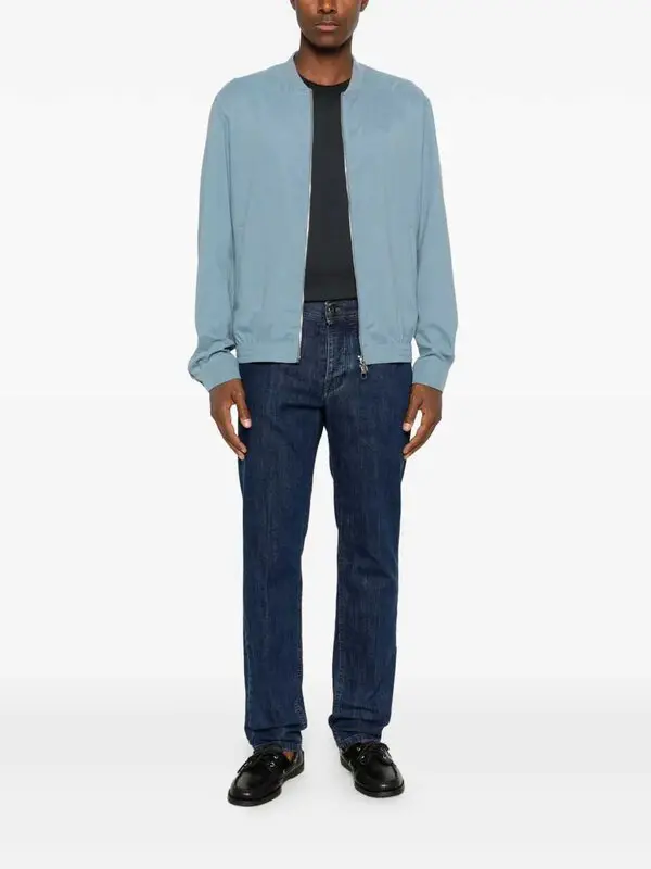 MONTECORE Zip-up Bomber Jacket With Ribbed Collar - Blue