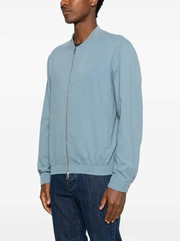 MONTECORE Zip-up Bomber Jacket With Ribbed Collar - Blue