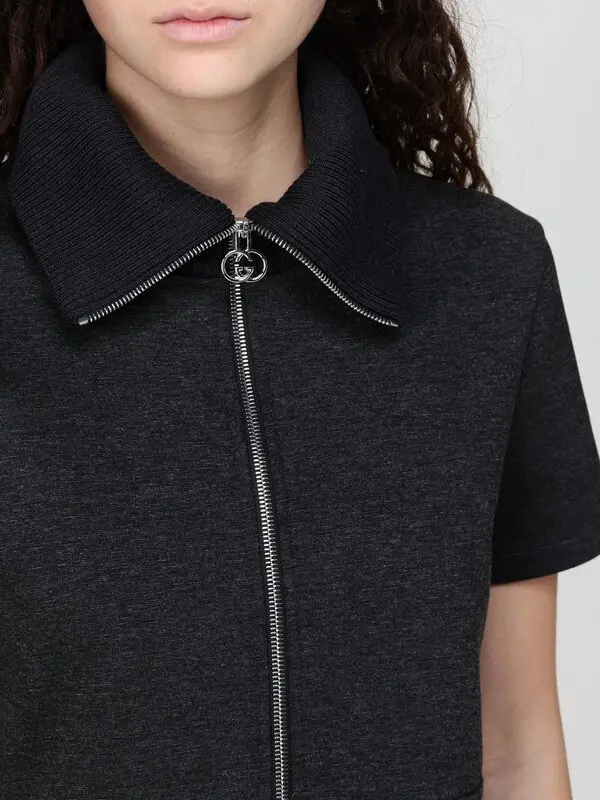 Gucci Short-sleeve Dress With Zipper Detail - Gray