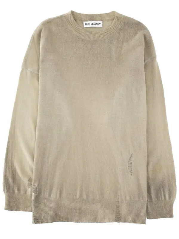 Our Legacy Slant Knit Merino Wool Sweater - Cream