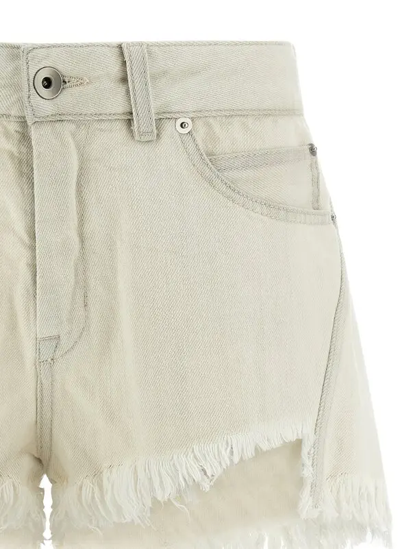 Rick Owens Bias Cutoff Denim Shorts - White