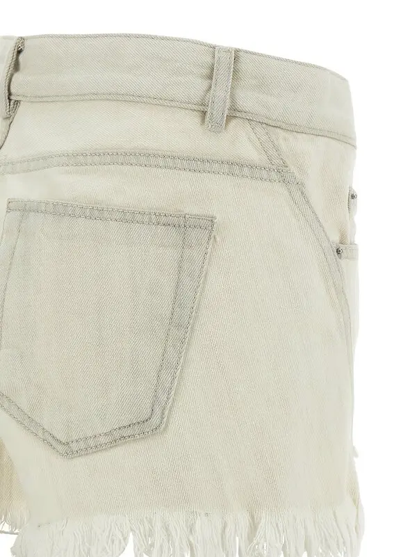 Rick Owens Bias Cutoff Denim Shorts - White
