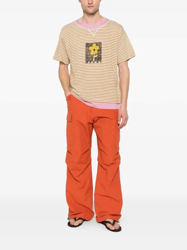 Marni Striped T-shirt With Floral Print