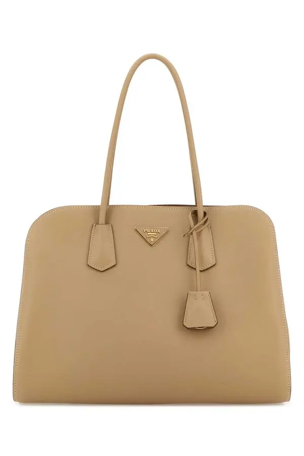 Prada Beige Leather Shopping Bag - Brown