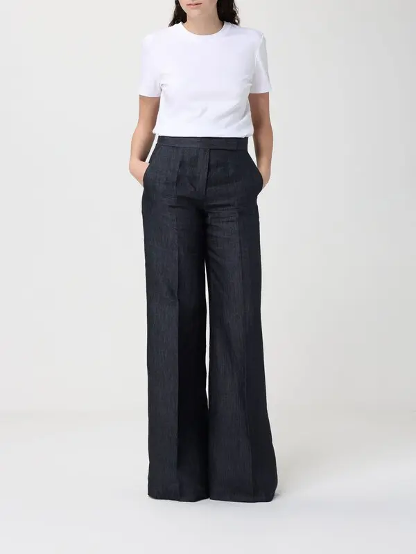 Max Mara High-waisted Wide-leg Linen Trousers - Gray