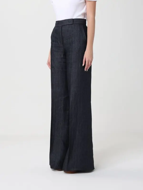 Max Mara High-waisted Wide-leg Linen Trousers - Gray