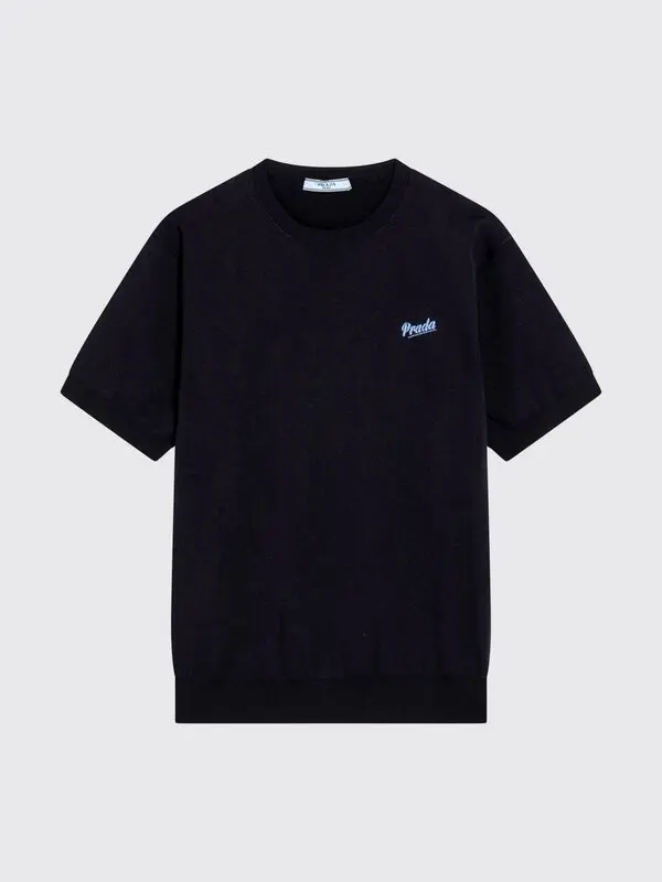 Prada Sweater In Recycled Silk And Polyamide - Blue