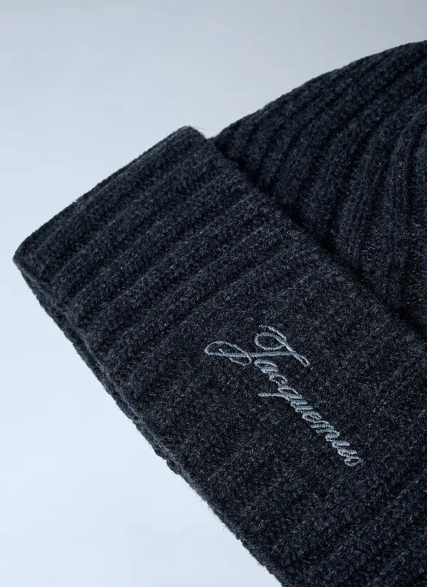 Jacquemus Le Bonnet Tourni Cashmere-blend Beanie Hat - Gray