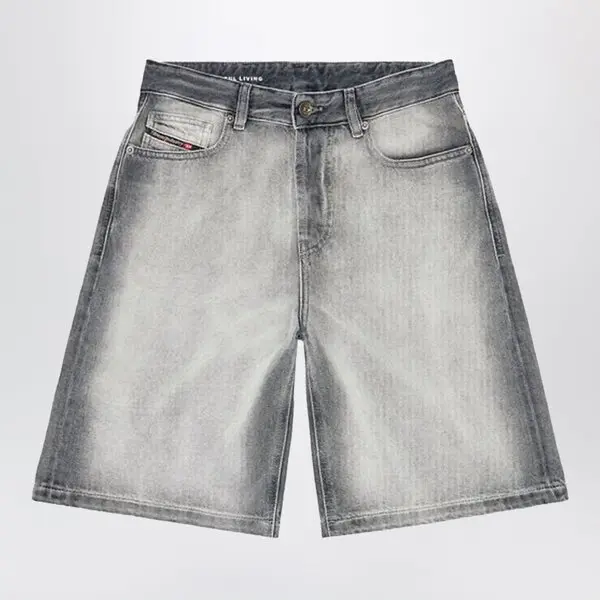 DIESEL® Grey Skeleton Denim Bermuda Shorts - Black
