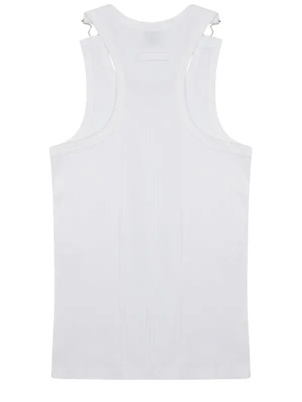 JEAN PAUL GAULTIER Ribbed Tank Top With Embellished Straps - White