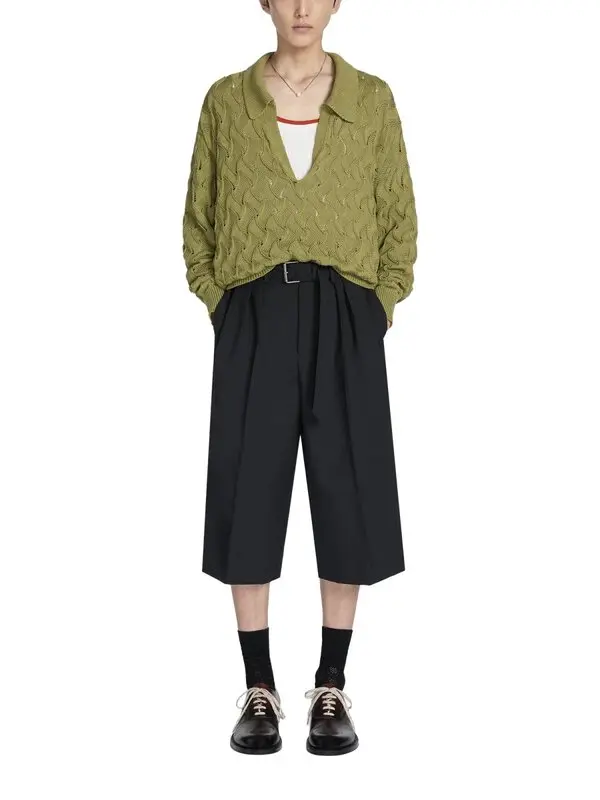 Dries Van Noten Belted Cropped Trousers
