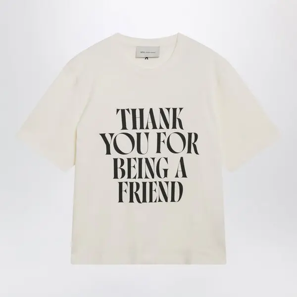 AMI Paris Cream T-shirt In Heavy Cotton Jersey - White