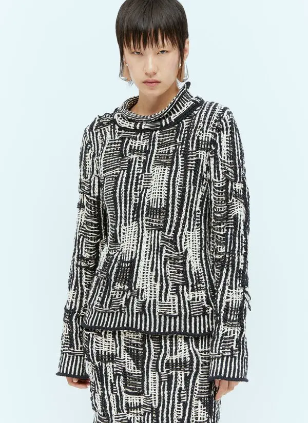 Bottega Veneta Intrecciato Cotton Knit Sweater - Blue