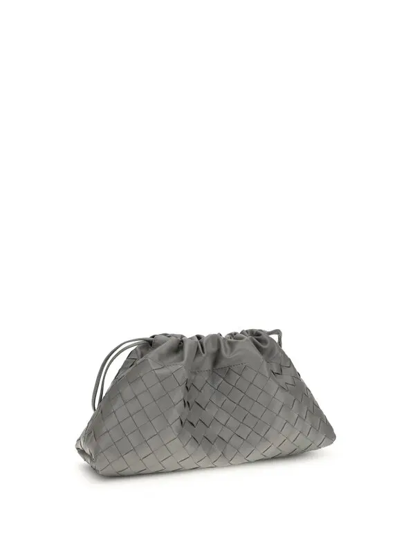 Bottega Veneta Woven Leather Drawstring Pouch - Gray