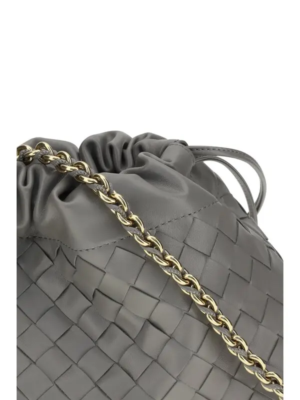 Bottega Veneta Woven Leather Drawstring Pouch - Gray