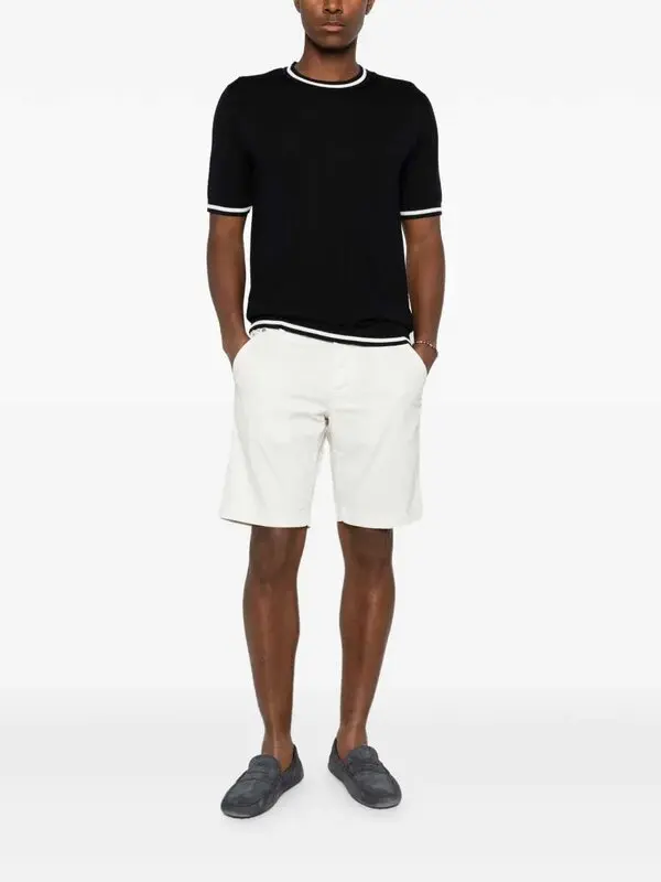 MONTECORE Fine-knit T-shirt With Contrasting Trim