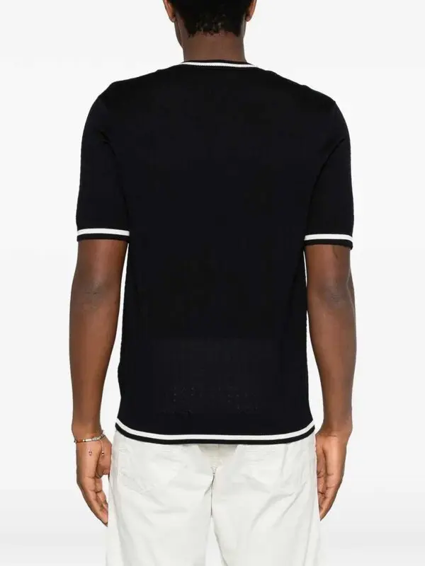 MONTECORE Fine-knit T-shirt With Contrasting Trim