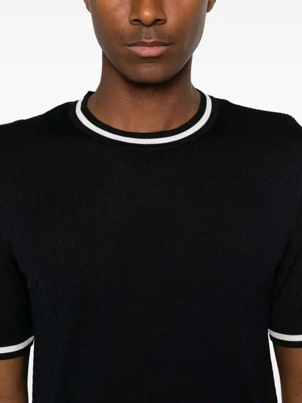 MONTECORE Fine-knit T-shirt With Contrasting Trim