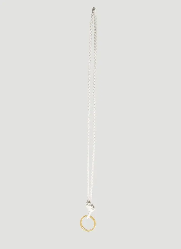 Bottega Veneta Intreccio Lanyard Keyring - White