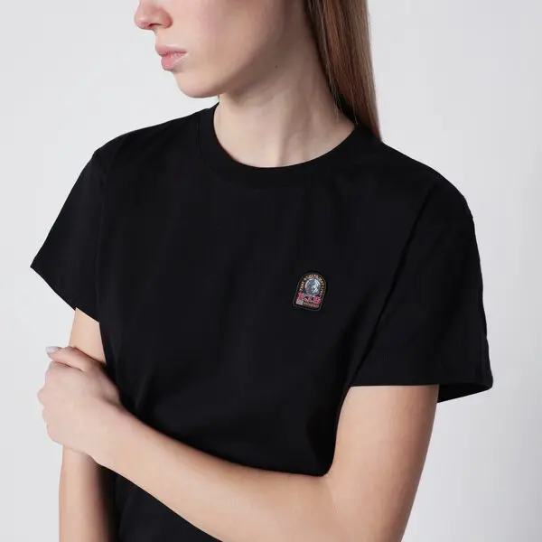 PARAJUMPERS Cotton T-shirt With Logo Patch - Black