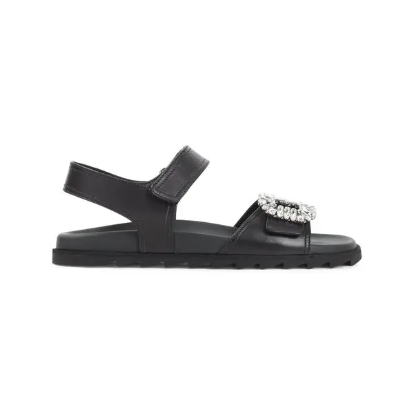 ROGER VIVIER Slidy Viv Strass Sandals - Black