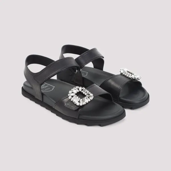 ROGER VIVIER Slidy Viv Strass Sandals - Black