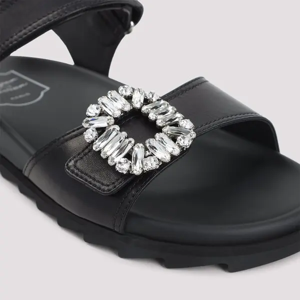 ROGER VIVIER Slidy Viv Strass Sandals - Black