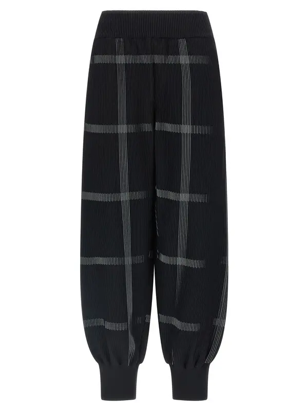 Issey Miyake Wide Leg Check Knit Pants - Black