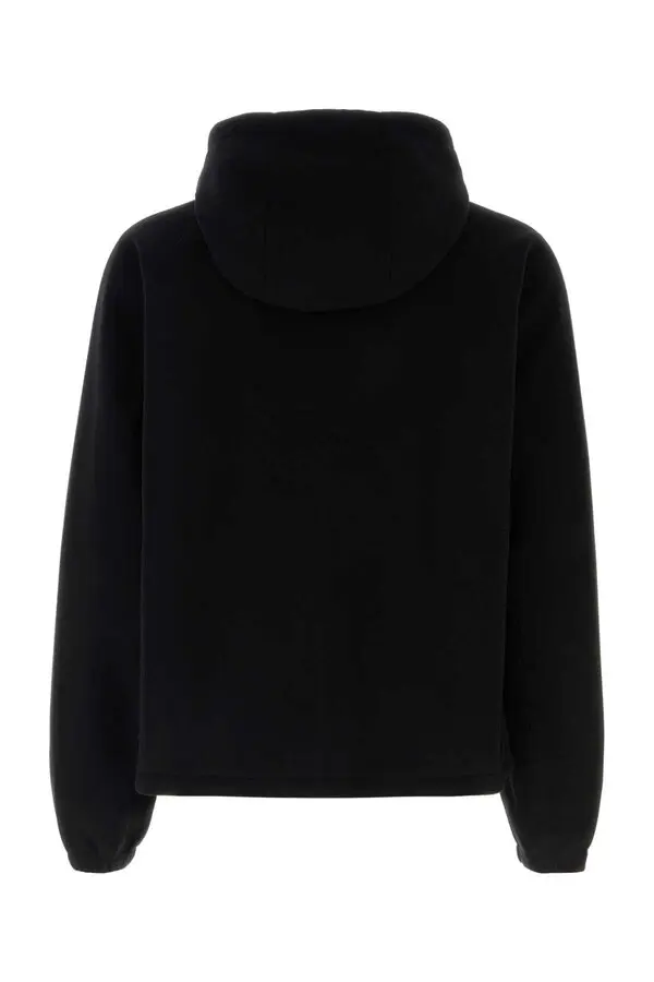 Prada Zip-up Hoodie With Drawstring - Black