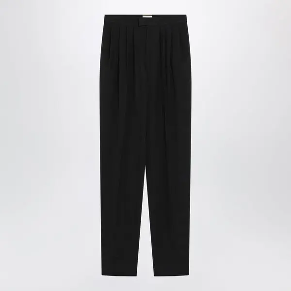 Saint Laurent Tailored Trousers In Habutai Silk - Black