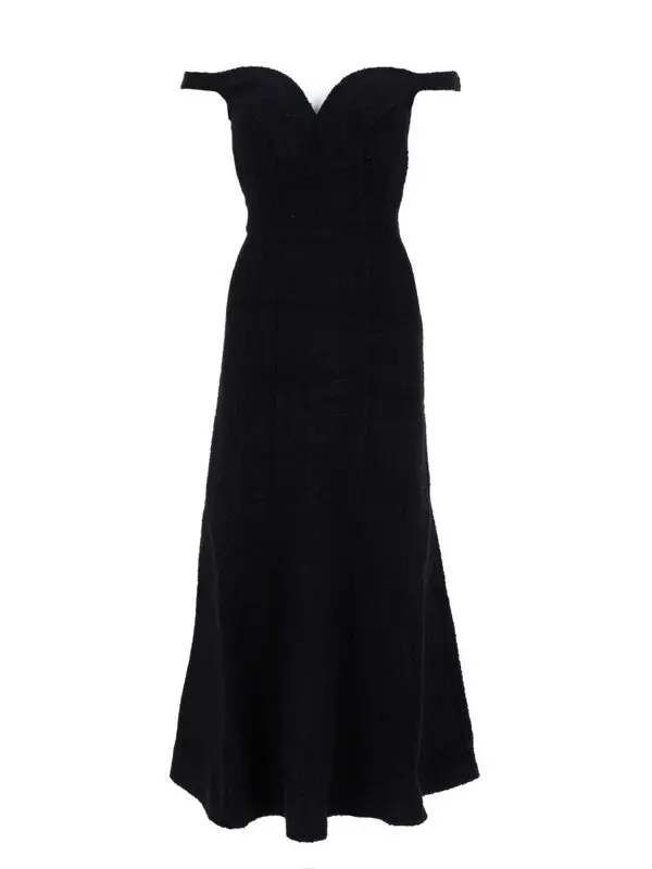 SELF-PORTRAIT Boucle Midi Dress - Black