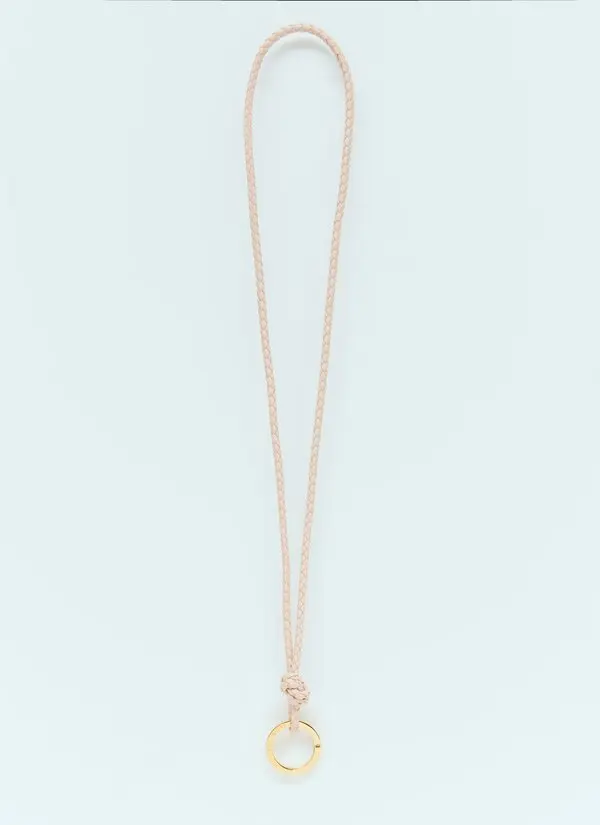 Bottega Veneta Intrecciato Leather Long Keyring - Pink