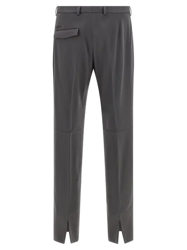 Gucci Tailored Wool Satin Trousers - Gray