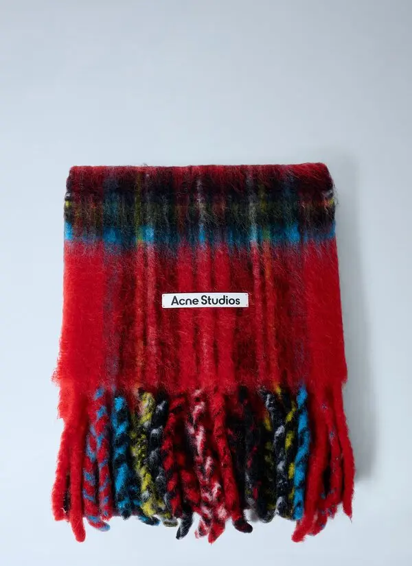 Acne Studios Mohair Checked Scarf - Red