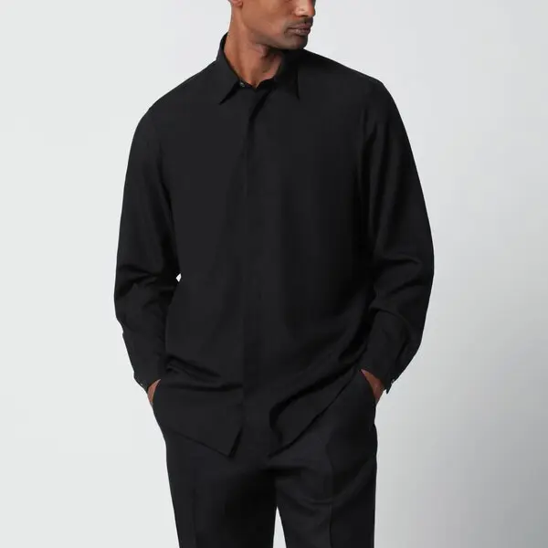 LARDINI Linen-blend Shirt - Black