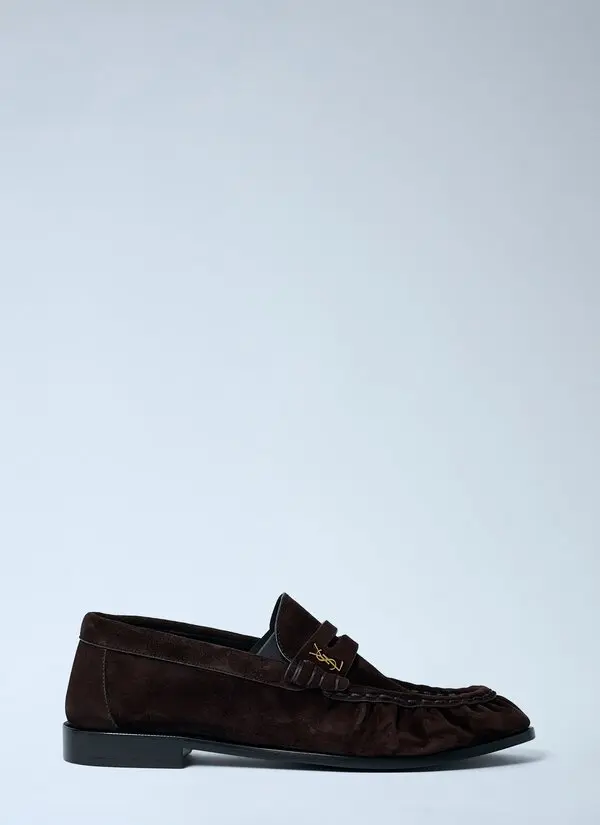 Saint Laurent Suede Loafers With Logo Detail