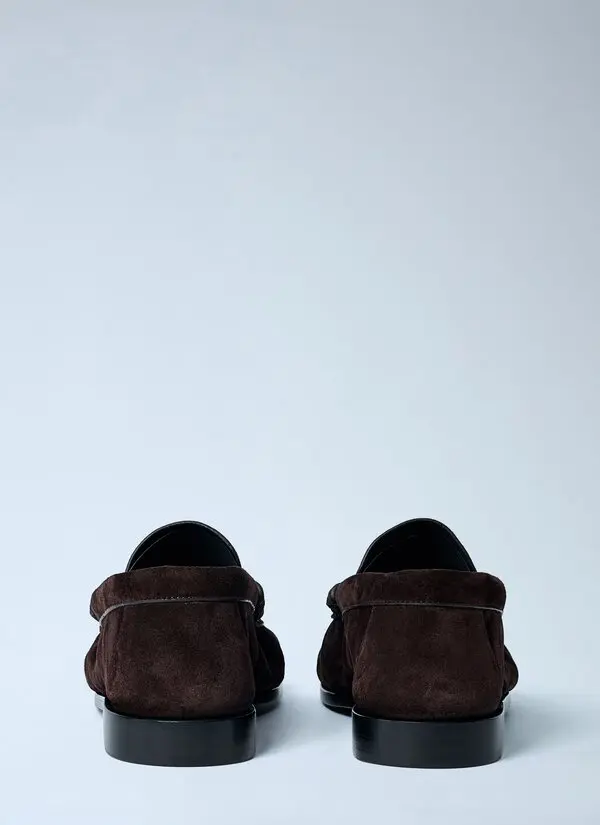 Saint Laurent Suede Loafers With Logo Detail