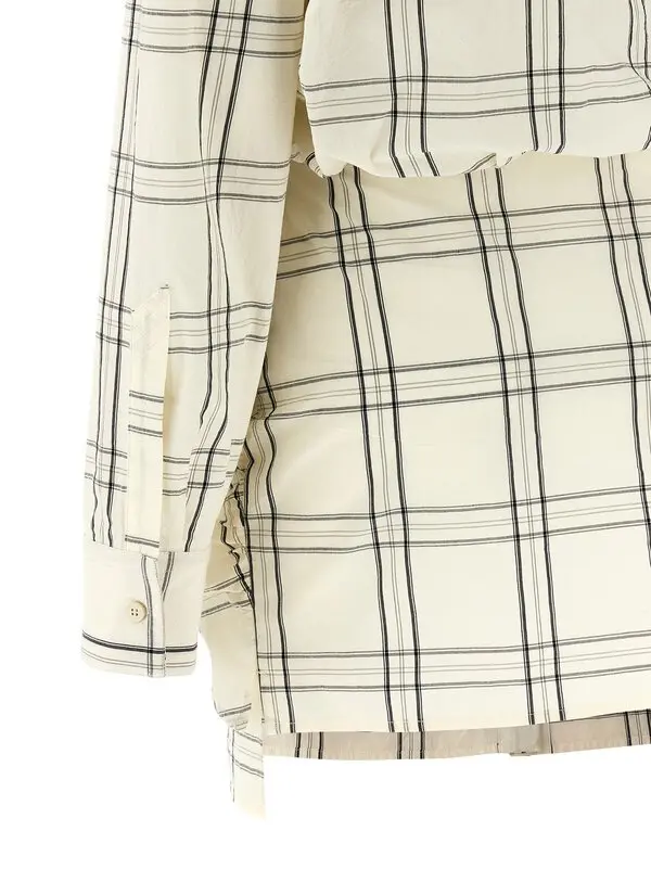 Attico Checked Cotton Poplin Mini Shirt Dress With Embroidered Logo