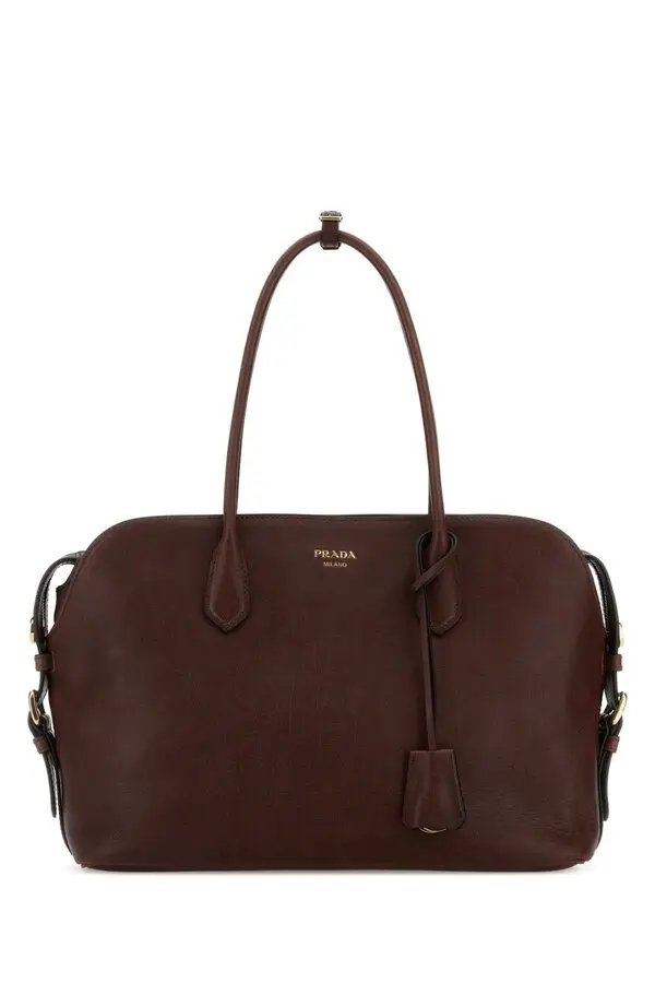 Prada Leather Shopping Bag - Brown